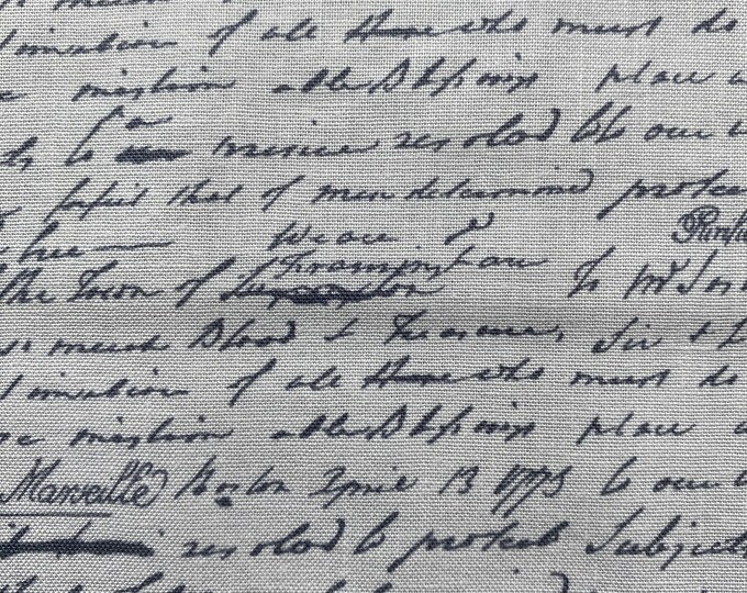 Vintage SCRIPT TEXT Fabric in GREY - Timeless Treasures Quilt Fabric by ...