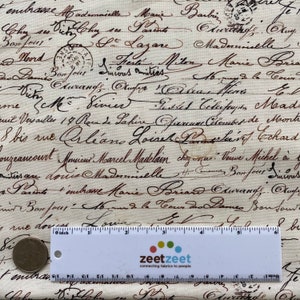 Vintage HANDWRITING TEXT Fabric in CREAM Timeless Treasures Quilt ...
