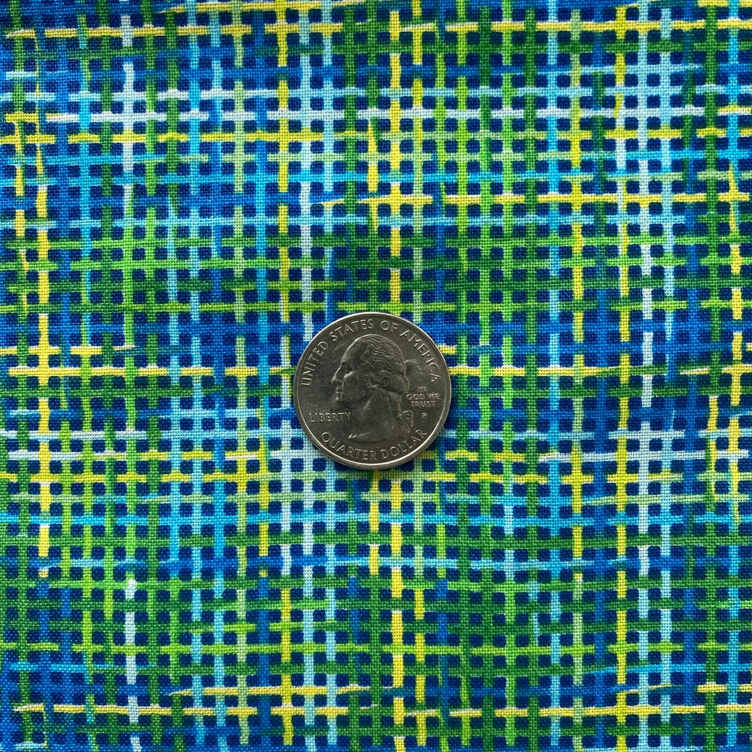 Printed DONEGAL TWEED PLAID #2 Fern Blue Green Yellow Fabric by the ...