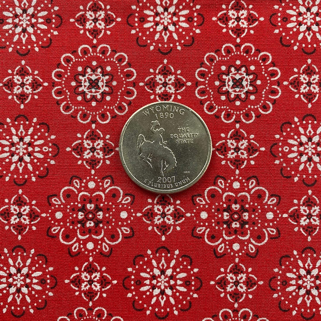 Mini RED BANDANA Fabric - Western Cowboy Bandana Fabric - 100% Cotton ...