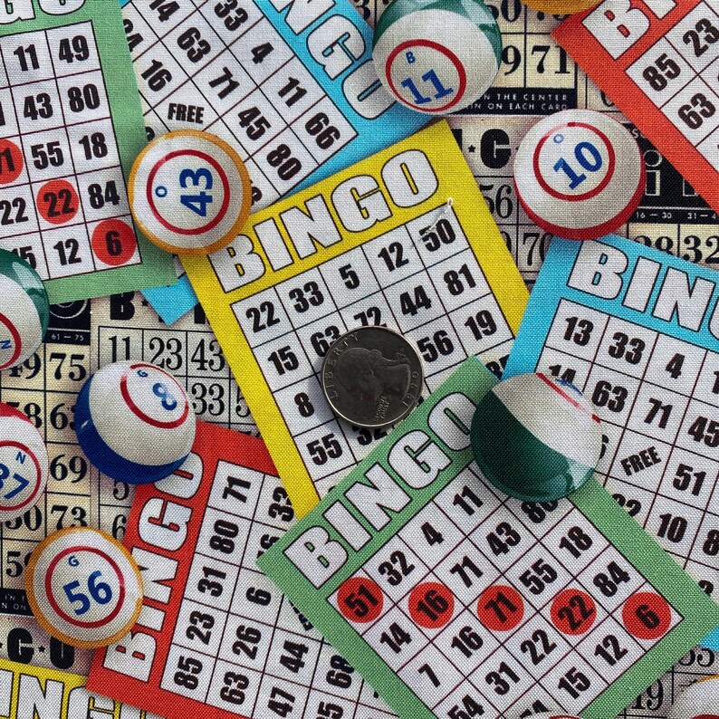 Nostalgic Retro BINGO FABRIC Balls Cards Game Night - 100% Cotton ...