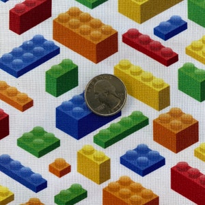 BUILDING BLOCKS WHITE Primary Colors Cotton Fabric by the Yard or ...