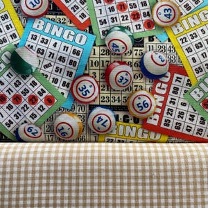 Nostalgic Retro BINGO FABRIC Balls Cards Game Night - 100% Cotton ...