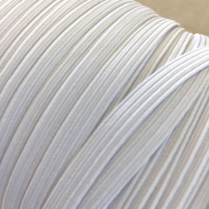 By the YARD Flat 6mm 1/4” Inch White Soft ELASTIC Spandex Band Sewing ...