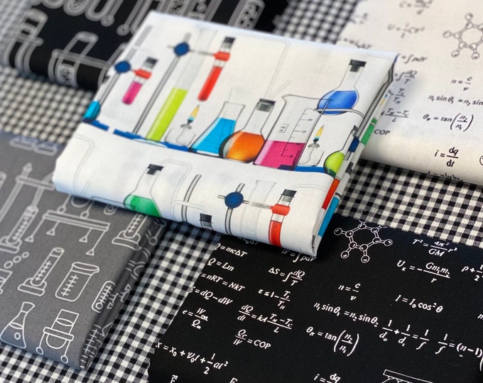 SCIENCE FAIR Fabric 5 Piece Set Robert Kaufman Fabric SCIENTIFIC Fabric ...