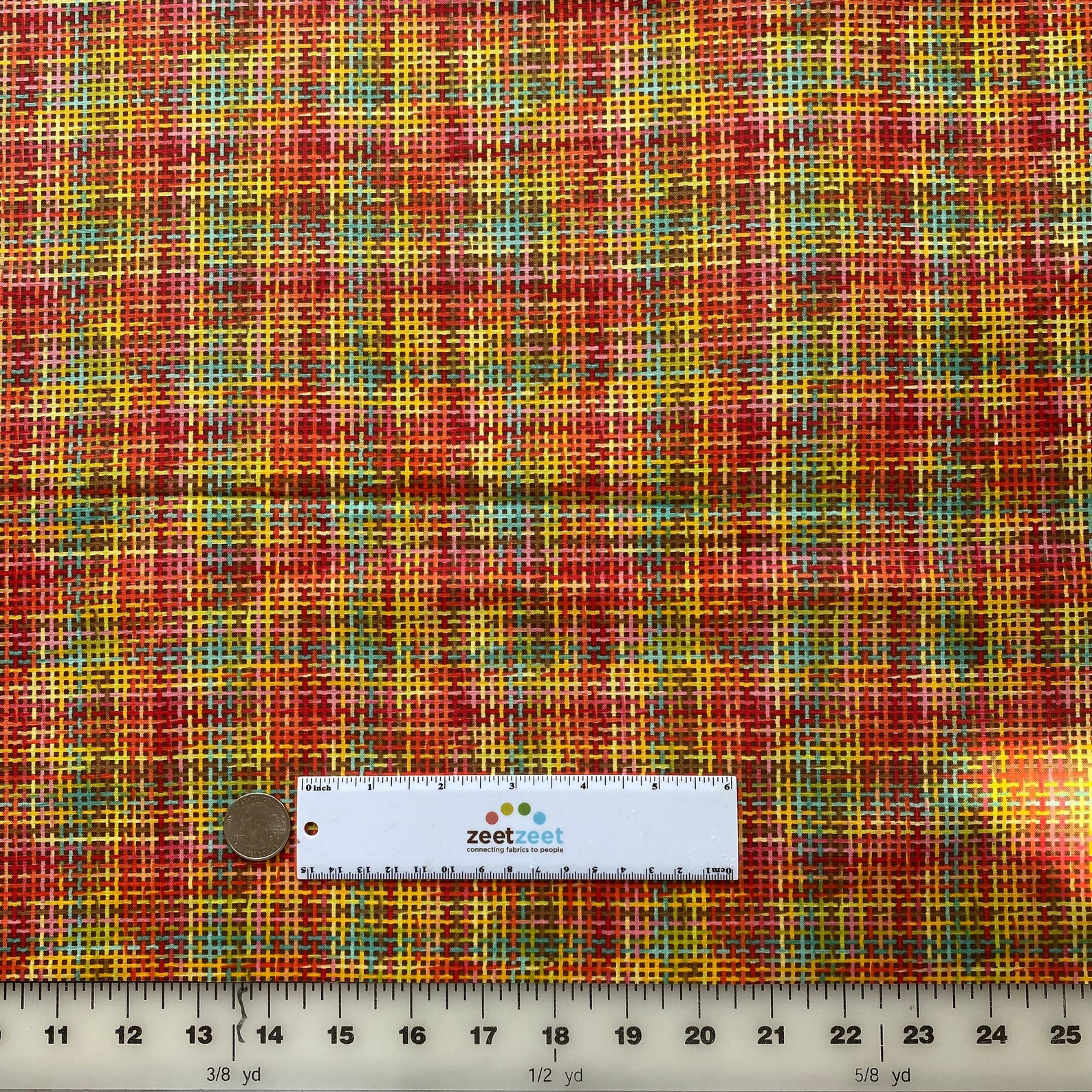 Printed DONEGAL TWEED PLAID #5 Dahlia Sunburst Orange Yellow Fabric by ...