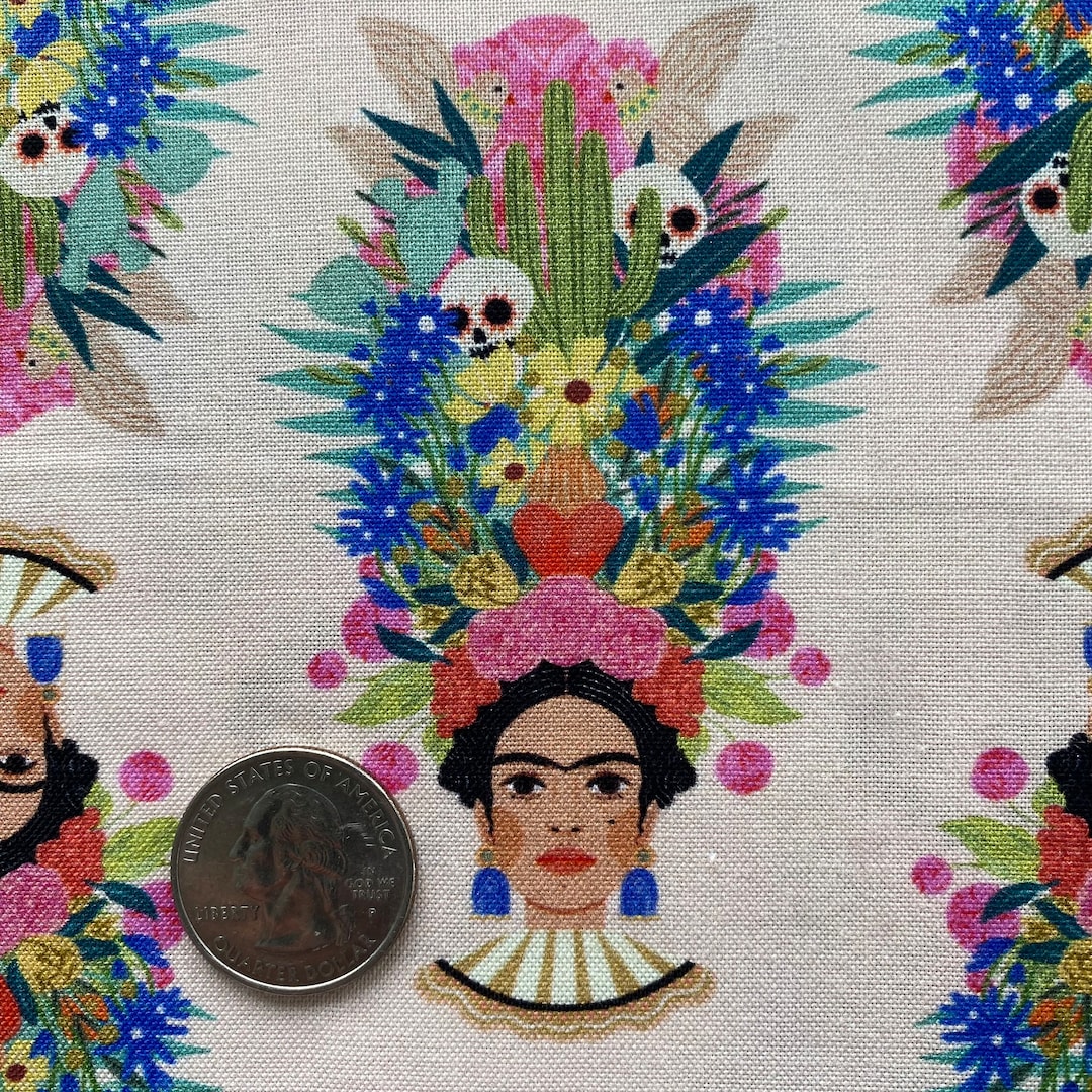 FRIDA BUST Fabric - STELLA-DFG2533 Salmon - Viva La Vida Frida Fabric ...