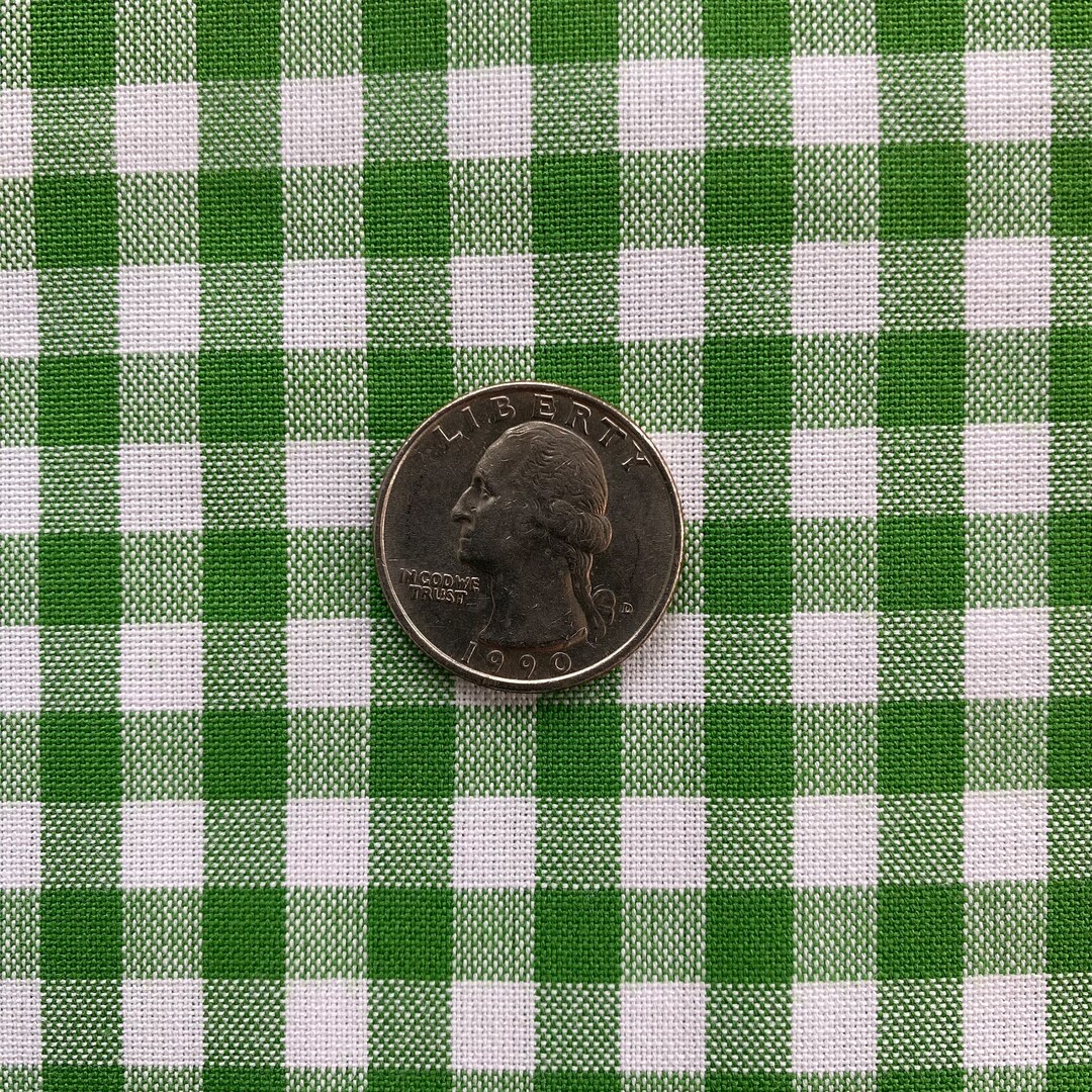 GREEN GINGHAM Fabric by the Yard, 1/4" Robert Kaufman CAROLINA P-16368 ...