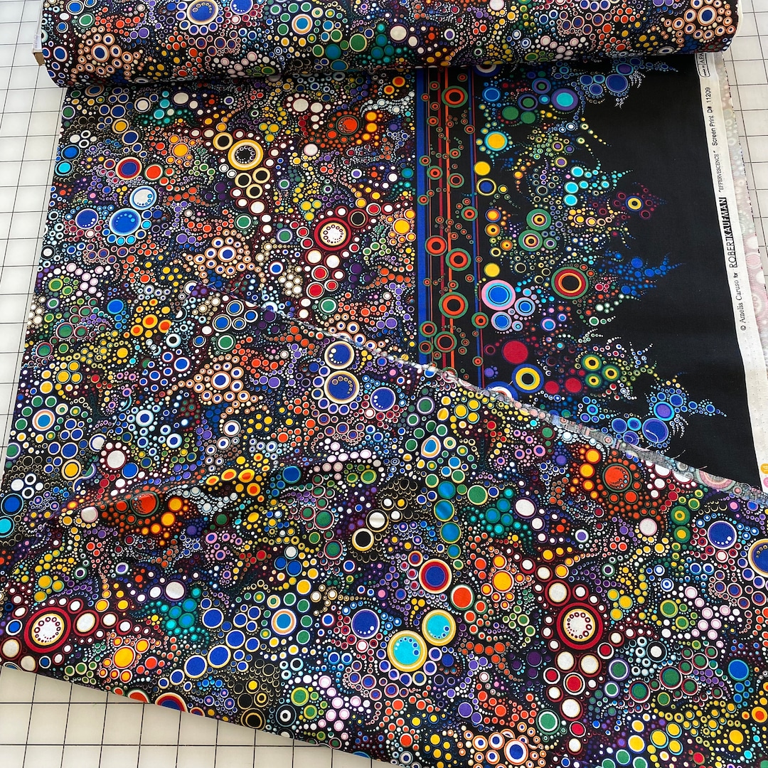 EFFERVESCENCE Fabric, Robert Kaufman - PRIMARY Black, Circles Colorways ...