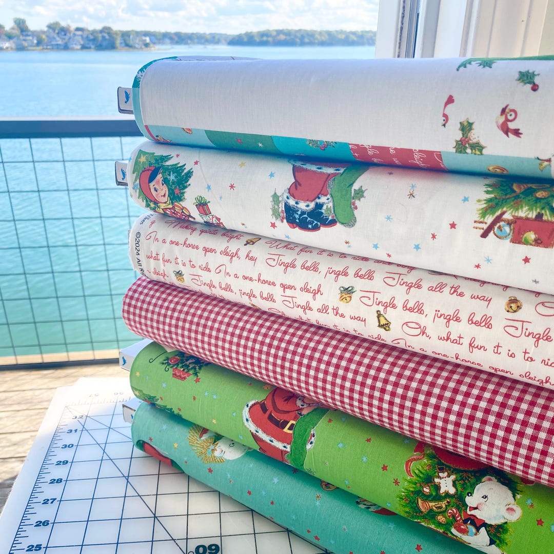 JINGLE BELLS Holiday Christmas Fabrics - 100% Cotton Quilt Fabric ...