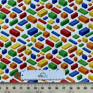 BUILDING BLOCKS WHITE Primary Colors Cotton Fabric by the Yard or ...