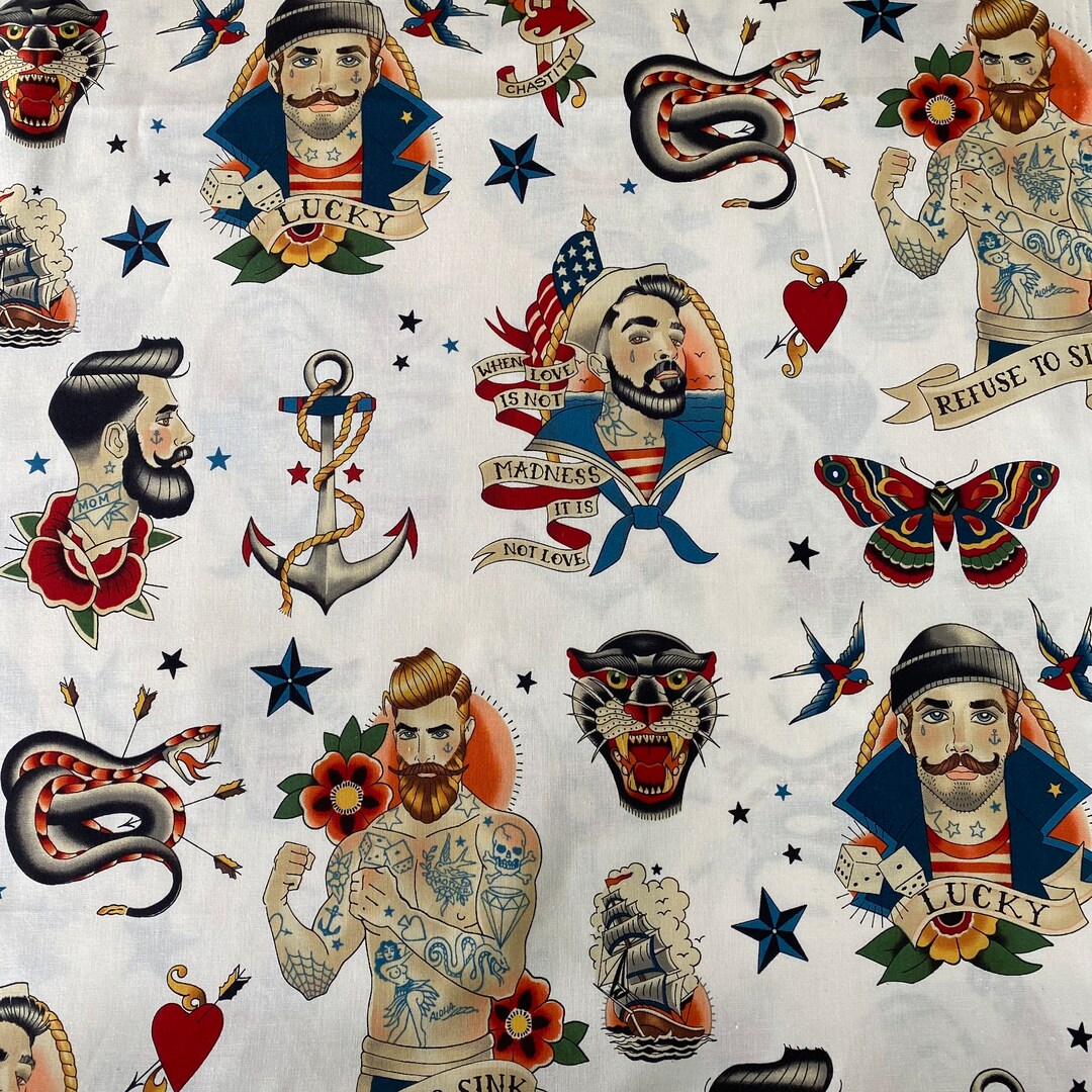 ANCHORS AWAY Tea Fabric Alexander Henry 8607-AR2 Cotton Quilt Fabric by ...