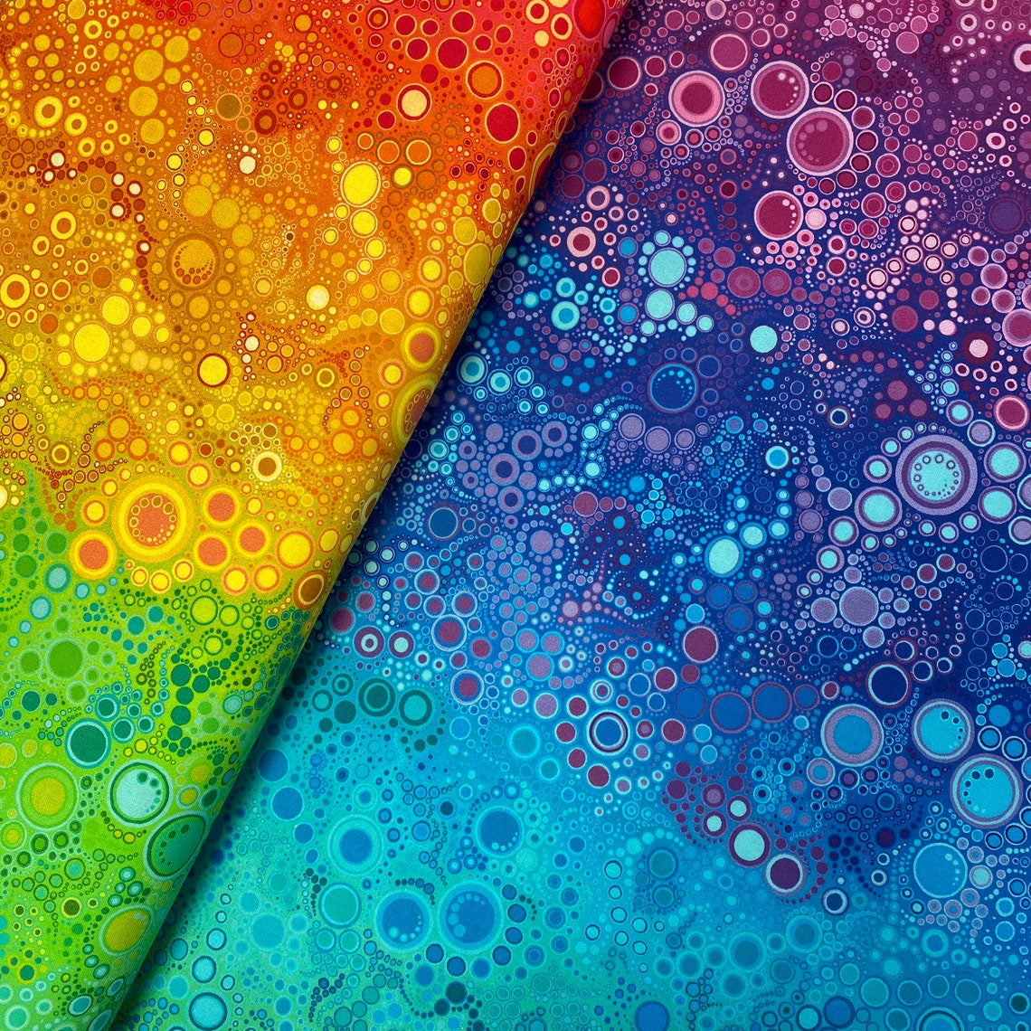 EFFERVESCENCE Fabric, Robert Kaufman - RAINBOW and BRIGHT Circles ...