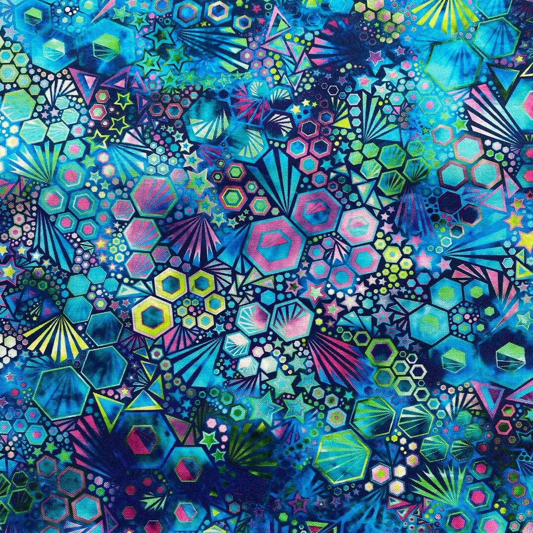 PHANTASMA OCEAN BLUE Fabric by the Yard - Robert Kaufman, 100% Cotton ...