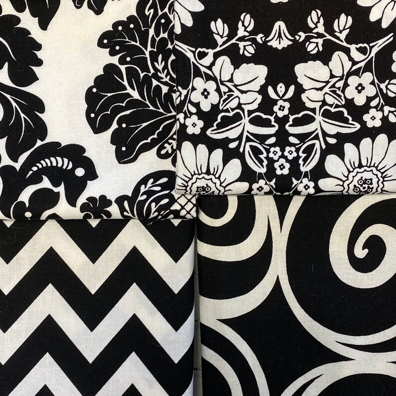 Black And White Fat Quarters Printed Cotton Quilt Fabric By Etsy