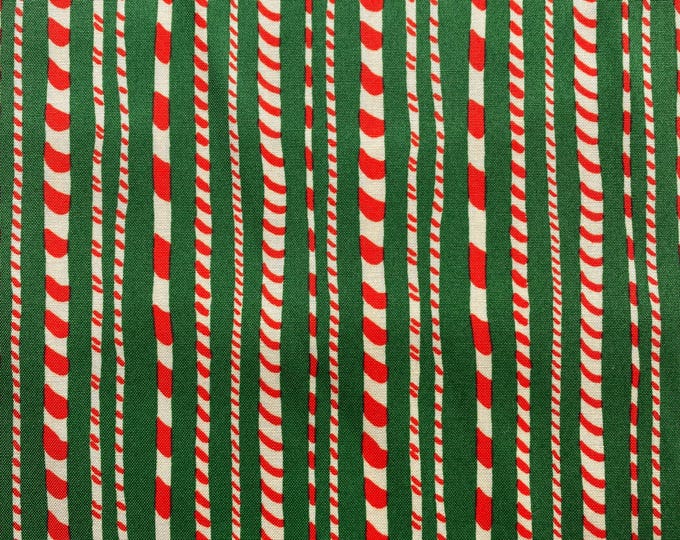 FESTIVE FAIR Candy Cane Stripe Green Red LIBERTY Holiday Fabric - 100% ...