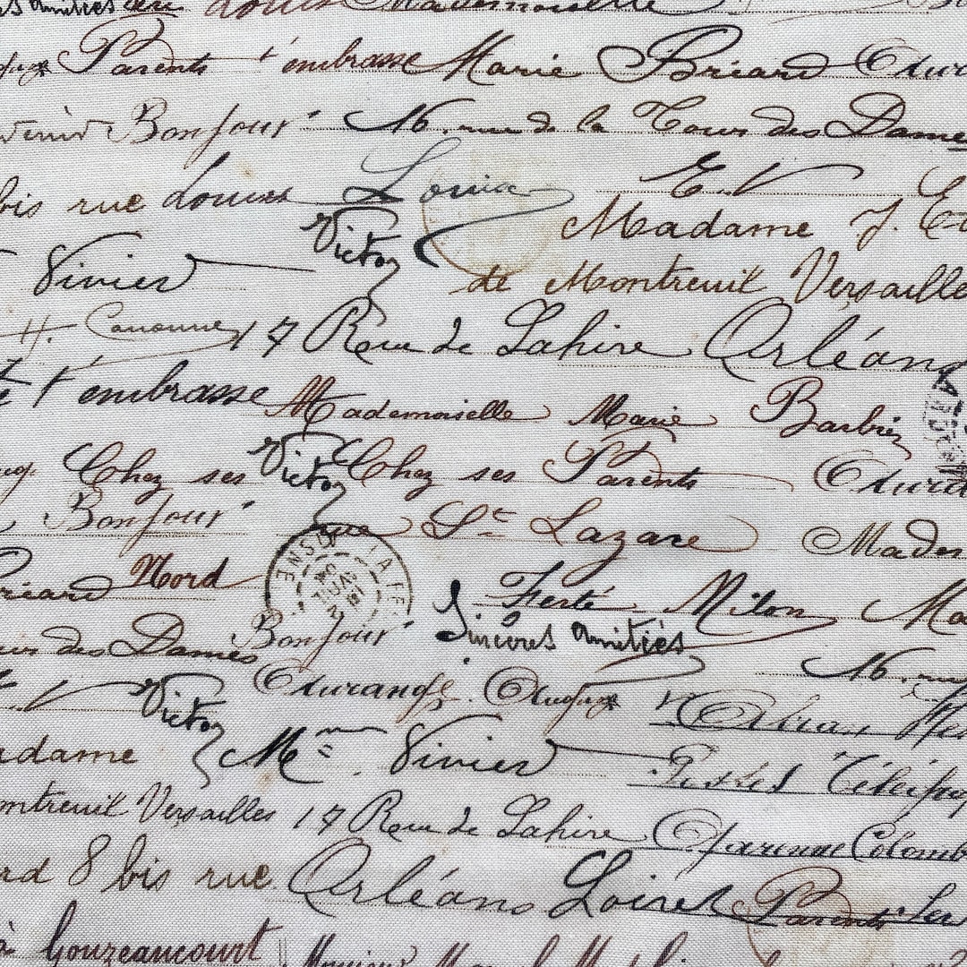 Vintage HANDWRITING TEXT Fabric in CREAM - Timeless Treasures Quilt ...