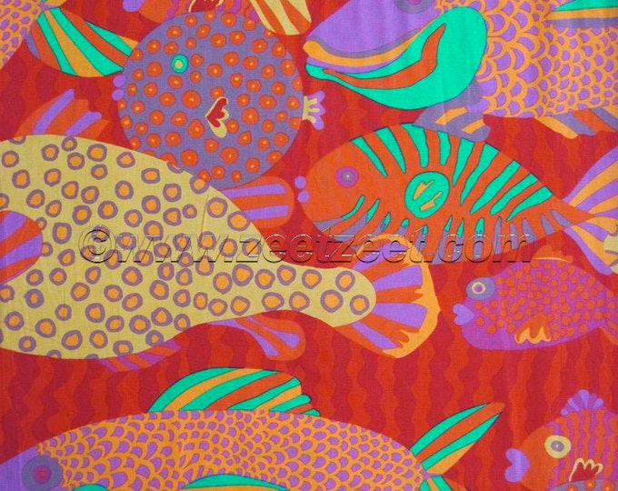 Kaffe Fassett "gone Fishing" Red - Pop Art Cotton Quilt Fabric - by the ...