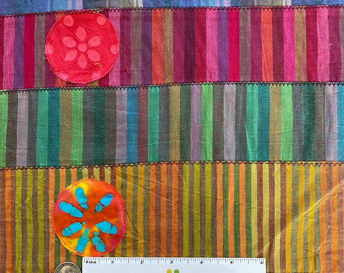 PATCHWORK Quilt Top Fabric by the Yard, PIECED Horizontal STRIPE ...