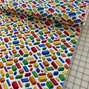 BUILDING BLOCKS WHITE Primary Colors Cotton Fabric by the Yard or ...