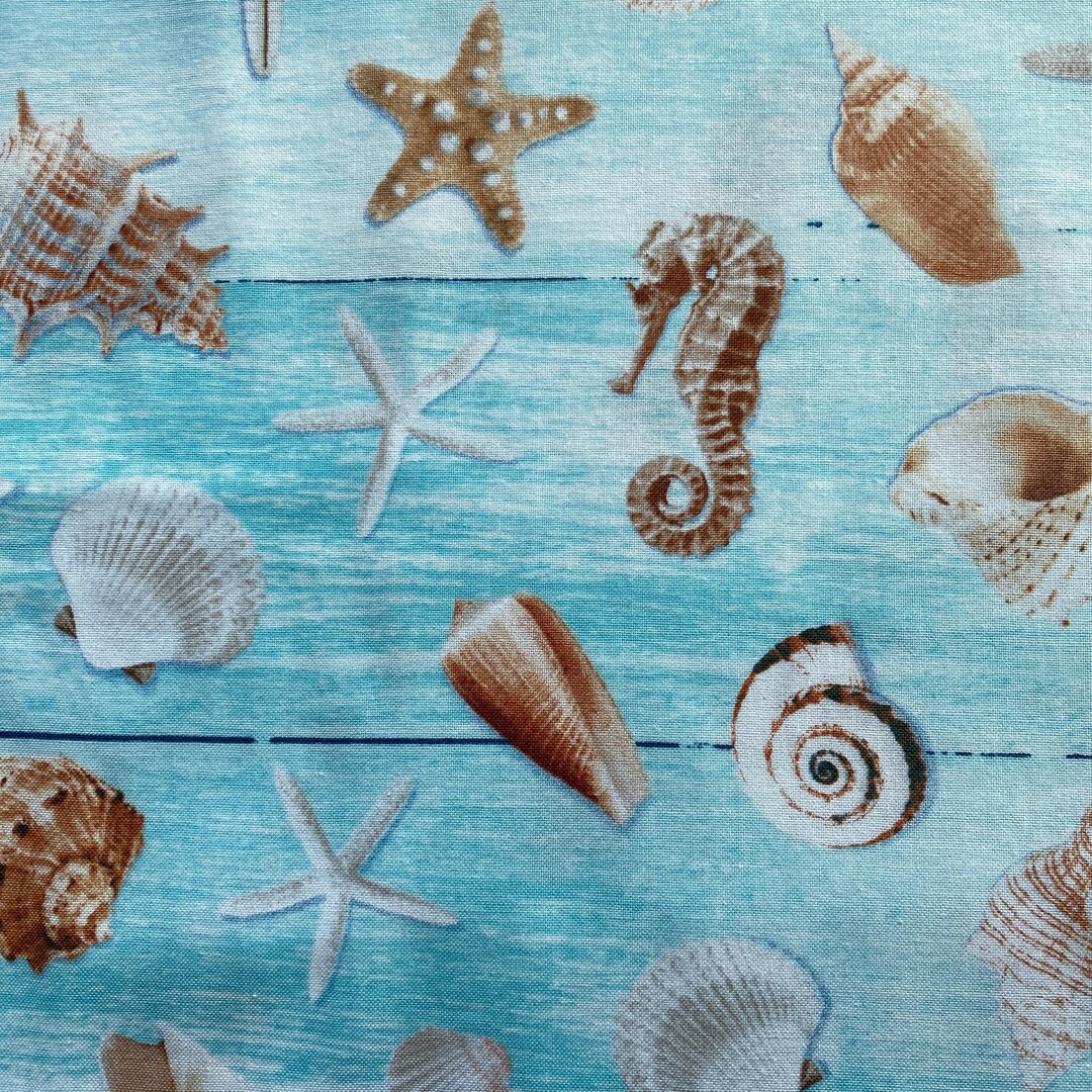 All Over SEASHELLS Fabric Timeless Treasures Cotton Quilt Fabric by the ...