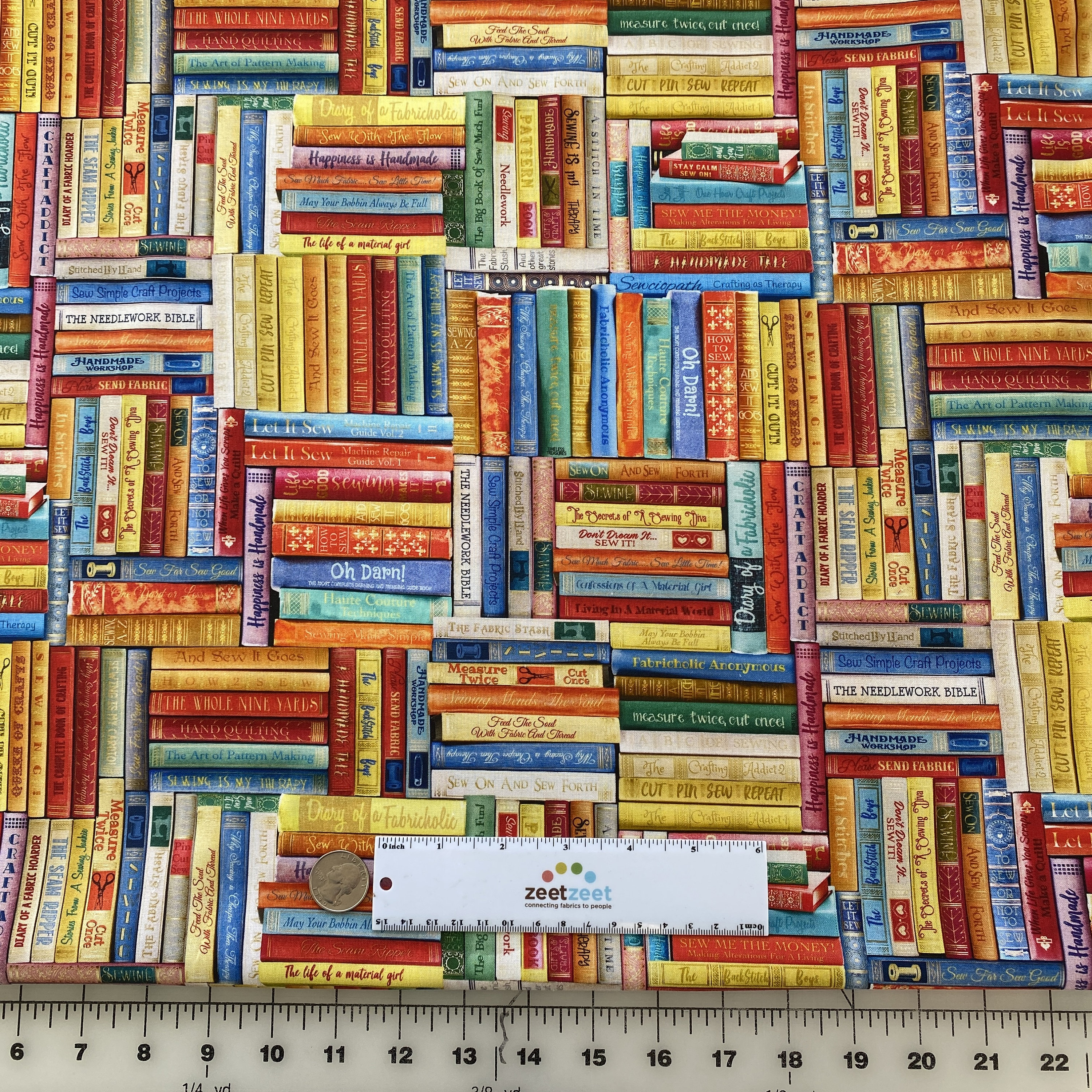 Sewing LIBRARY BOOKS Book Fabric - Timeless Treasures - 100% Cotton ...