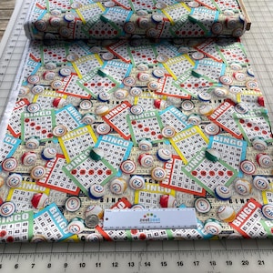 Nostalgic Retro BINGO FABRIC Balls Cards Game Night - 100% Cotton ...