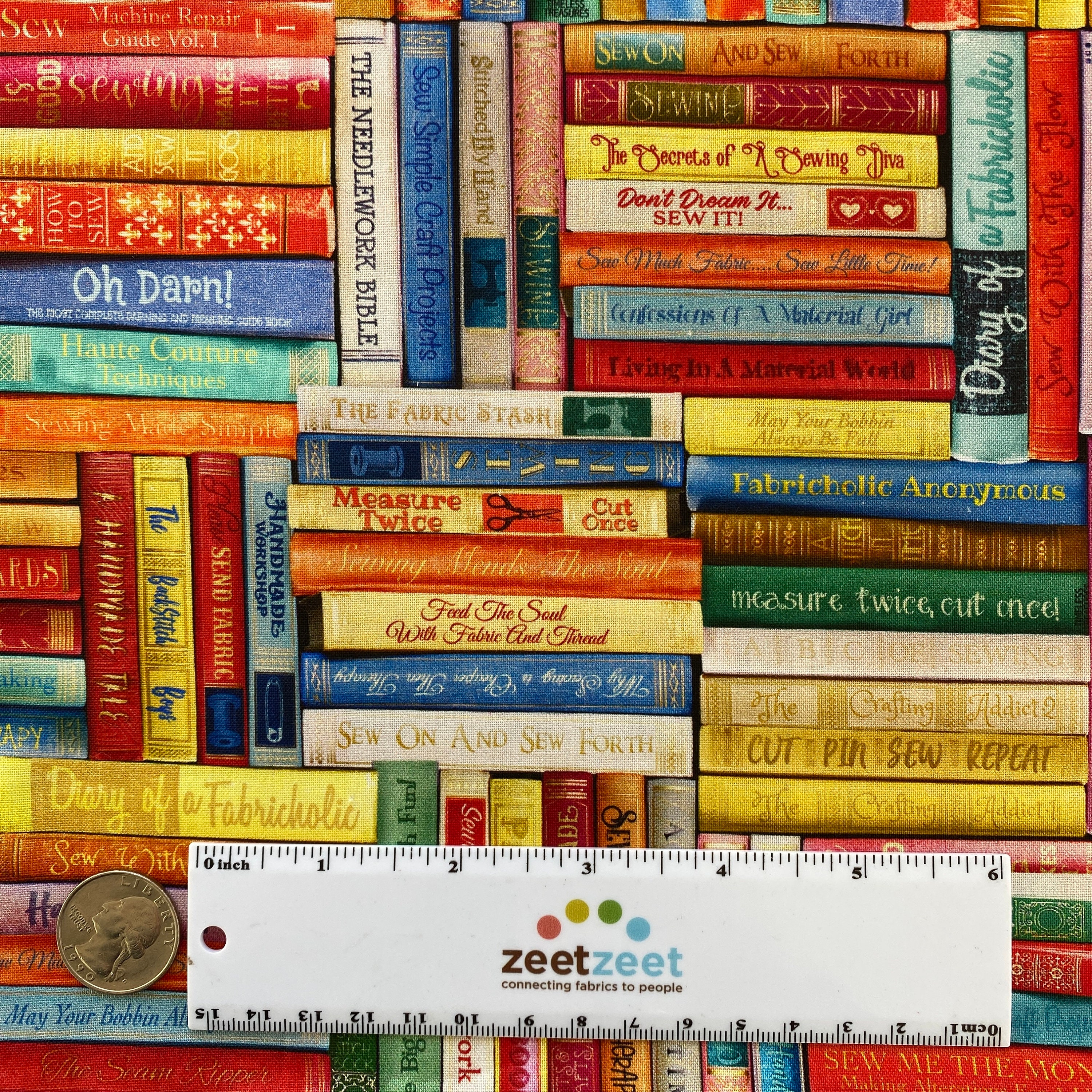 Sewing LIBRARY BOOKS Book Fabric - Timeless Treasures - 100% Cotton ...