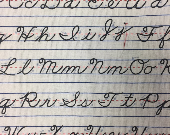 Rare PALMER METHOD Cursive Writing Script Fabric, Instruction Arrows ...