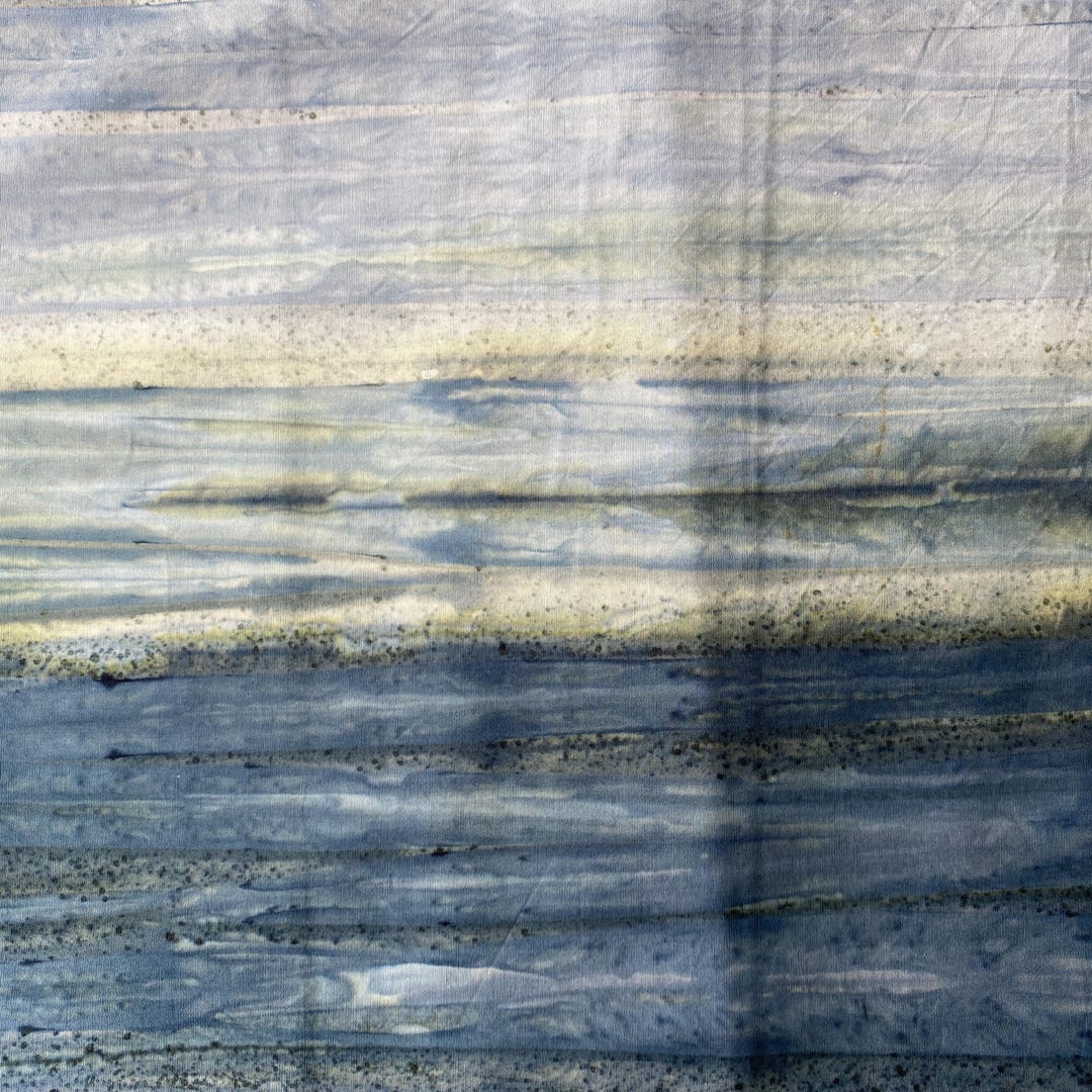 DEEP Blue Grey OCEAN BATIK Fabric - Cotton Quilt Fabric by the Yard or ...