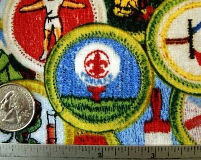 Boy Scouts of America MERIT BADGES Scouts Quilt Fabric 18 X 22 Precut ...