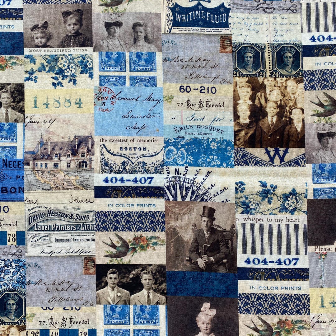 Indigo COLLAGE Eclectic Elements INDIGO PALETTE Tim Holtz - 100% Cotton ...