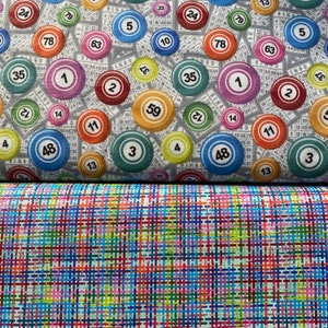 BINGO FABRIC BALLS Cards Game Night - 100% Cotton Fabric by the Yard or ...