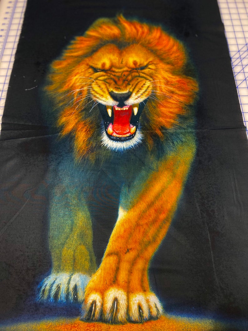 WILD LION 23.5 Fabric Panel Robert Kaufman Fabrics Animal - Etsy