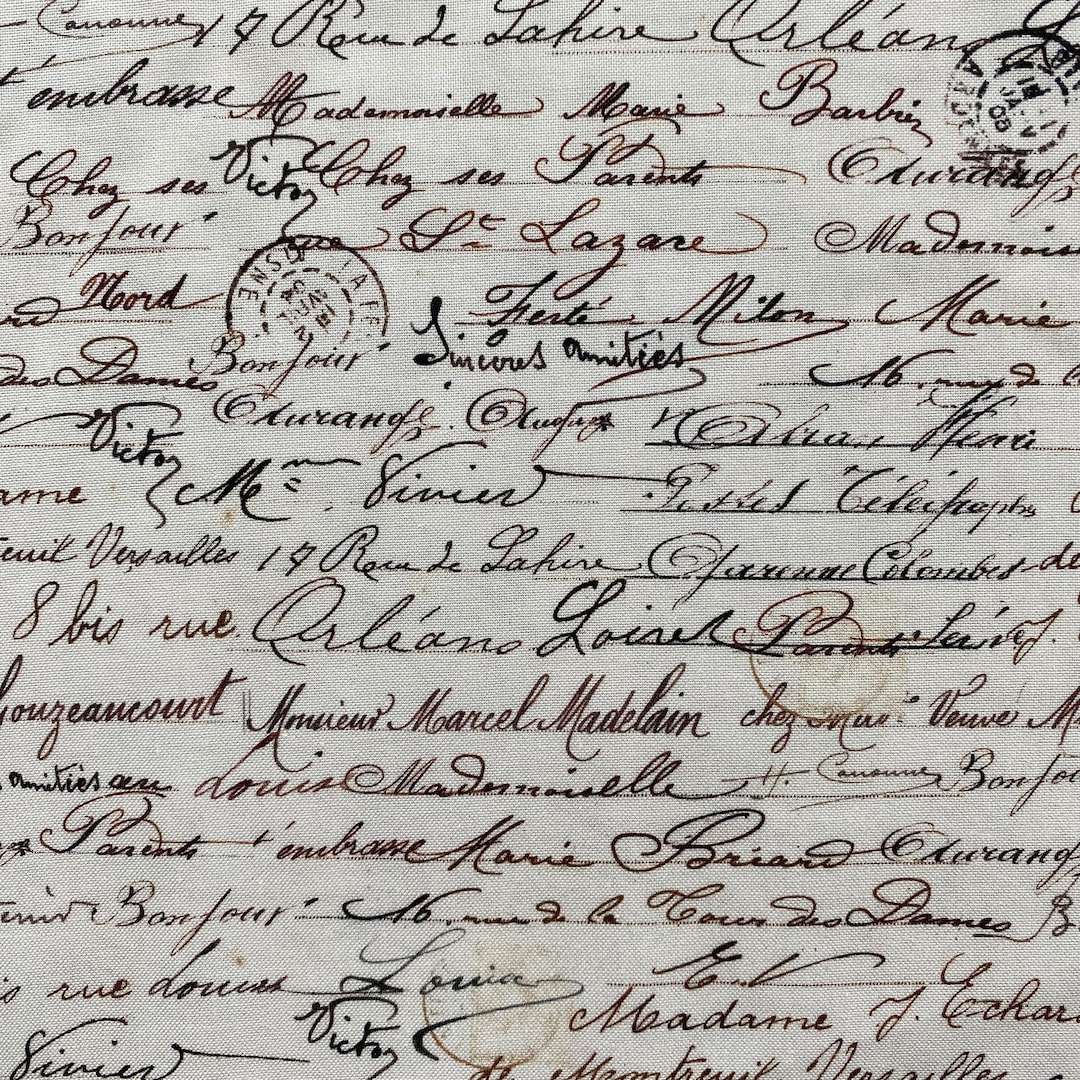 Vintage HANDWRITING TEXT Fabric in CREAM Timeless Treasures Quilt ...