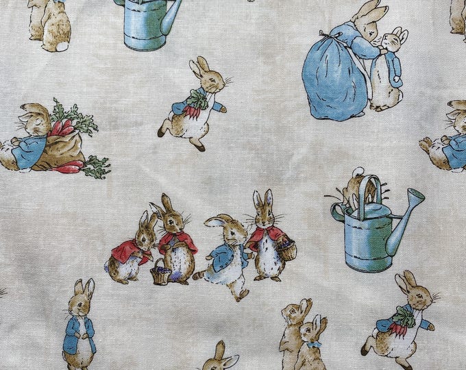 The Tale of PETER RABBIT MAIN Fabric Cream - Cotton Quilt Fabric by the ...