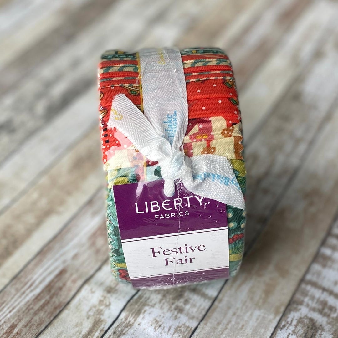FESTIVE FAIR LIBERTY Holiday Fabric 2 1/2" Rolie Polie Precut Bundle ...