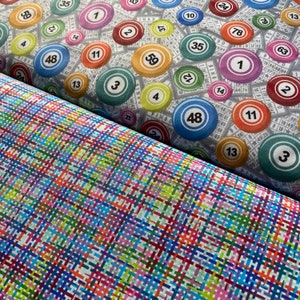 BINGO FABRIC BALLS Cards Game Night - 100% Cotton Fabric by the Yard or ...