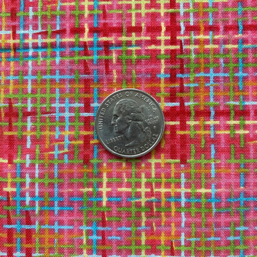 Printed DONEGAL TWEED PLAID #8 Peony Pink Red Fabric by the Yard or Cut ...