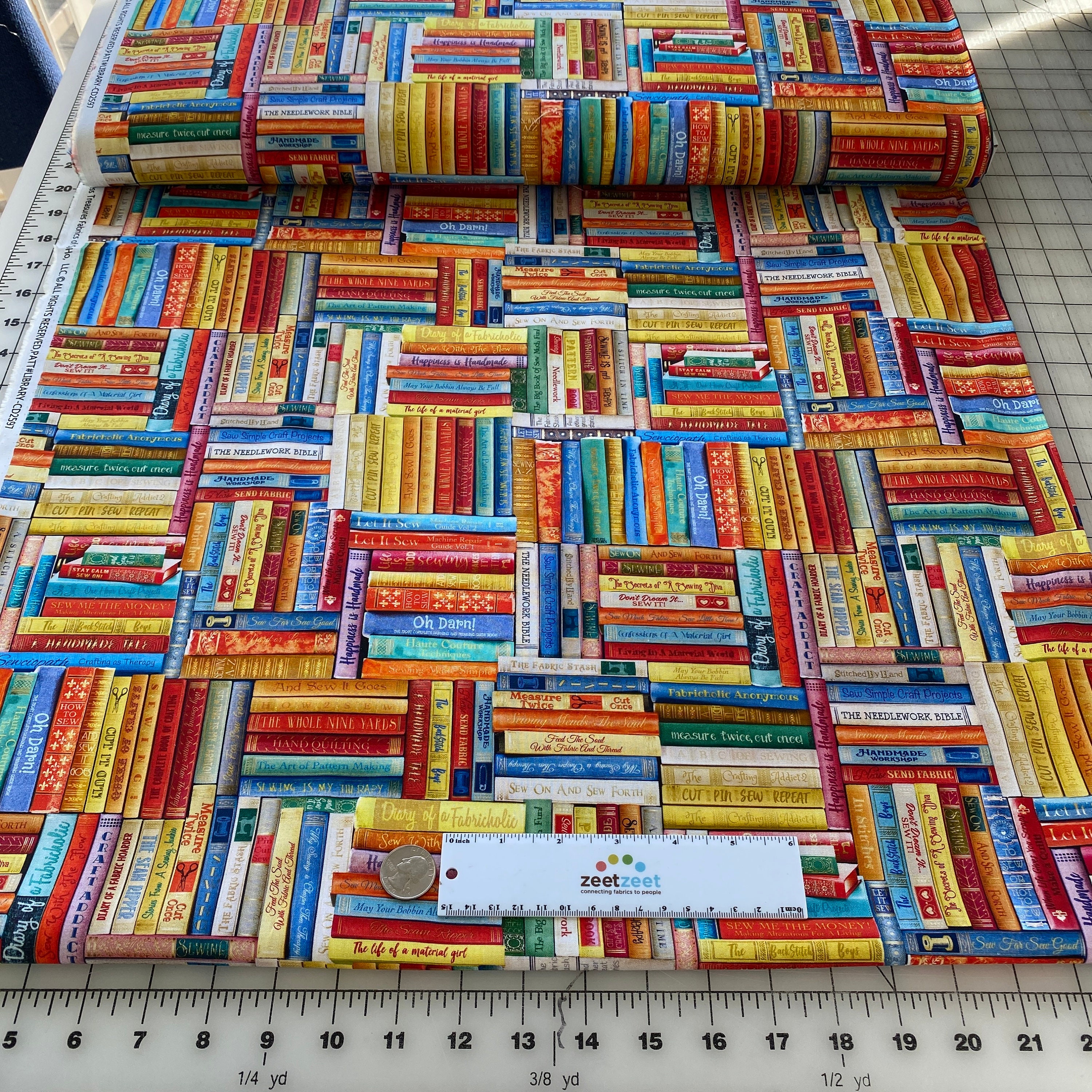 Sewing LIBRARY BOOKS Book Fabric - Timeless Treasures - 100% Cotton ...