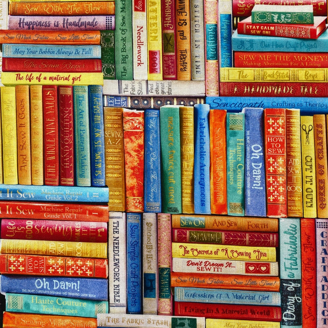 Sewing LIBRARY BOOKS Book Fabric - Timeless Treasures - 100% Cotton ...