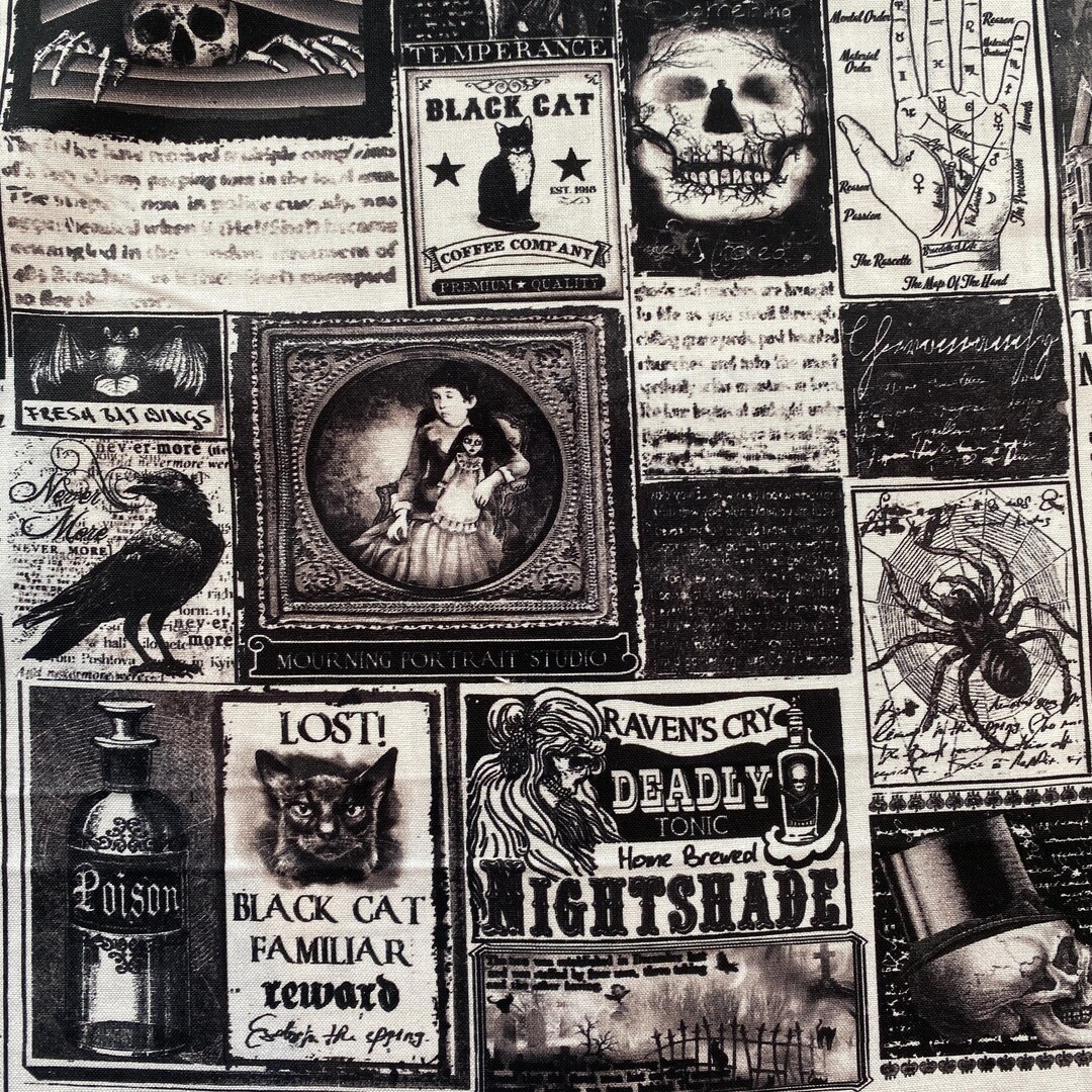 WICKED Time NEWSPAPER Timeless Treasures 100% Cotton Fabric by Yard or ...