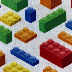 BUILDING BLOCKS WHITE Primary Colors Cotton Fabric by the Yard or ...