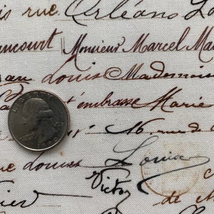 Vintage HANDWRITING TEXT Fabric in CREAM Timeless Treasures Quilt ...