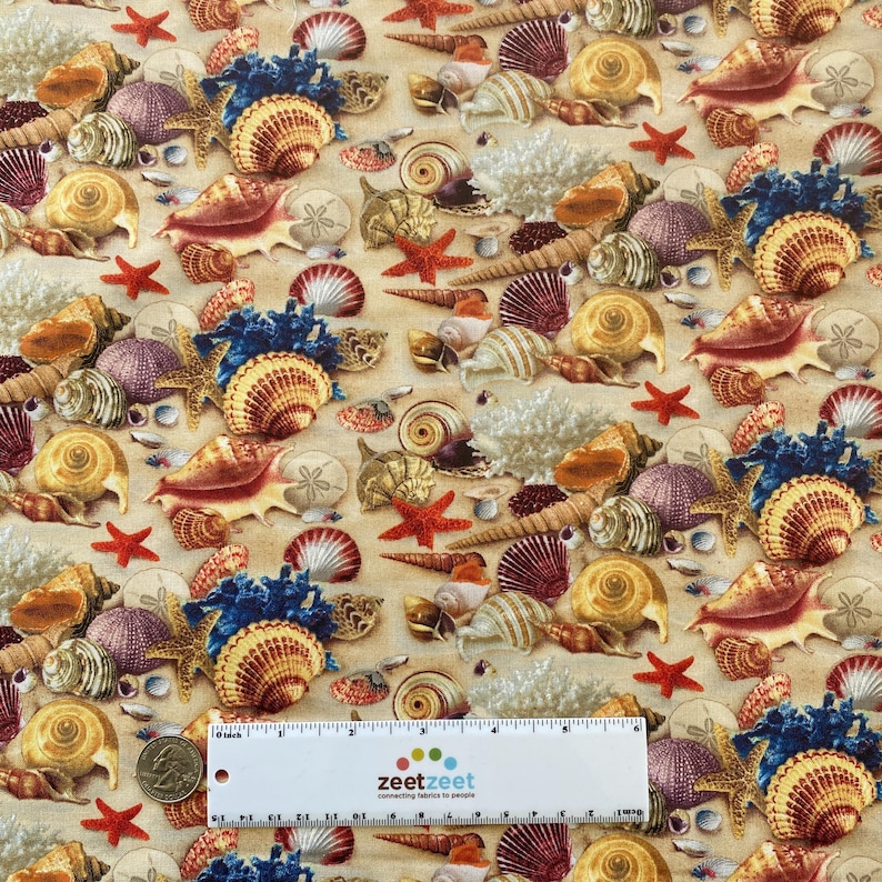 BEACHCOMBER SHELLS Fabric - Elizabeth's Studio - Cotton Quilt Fabric by ...