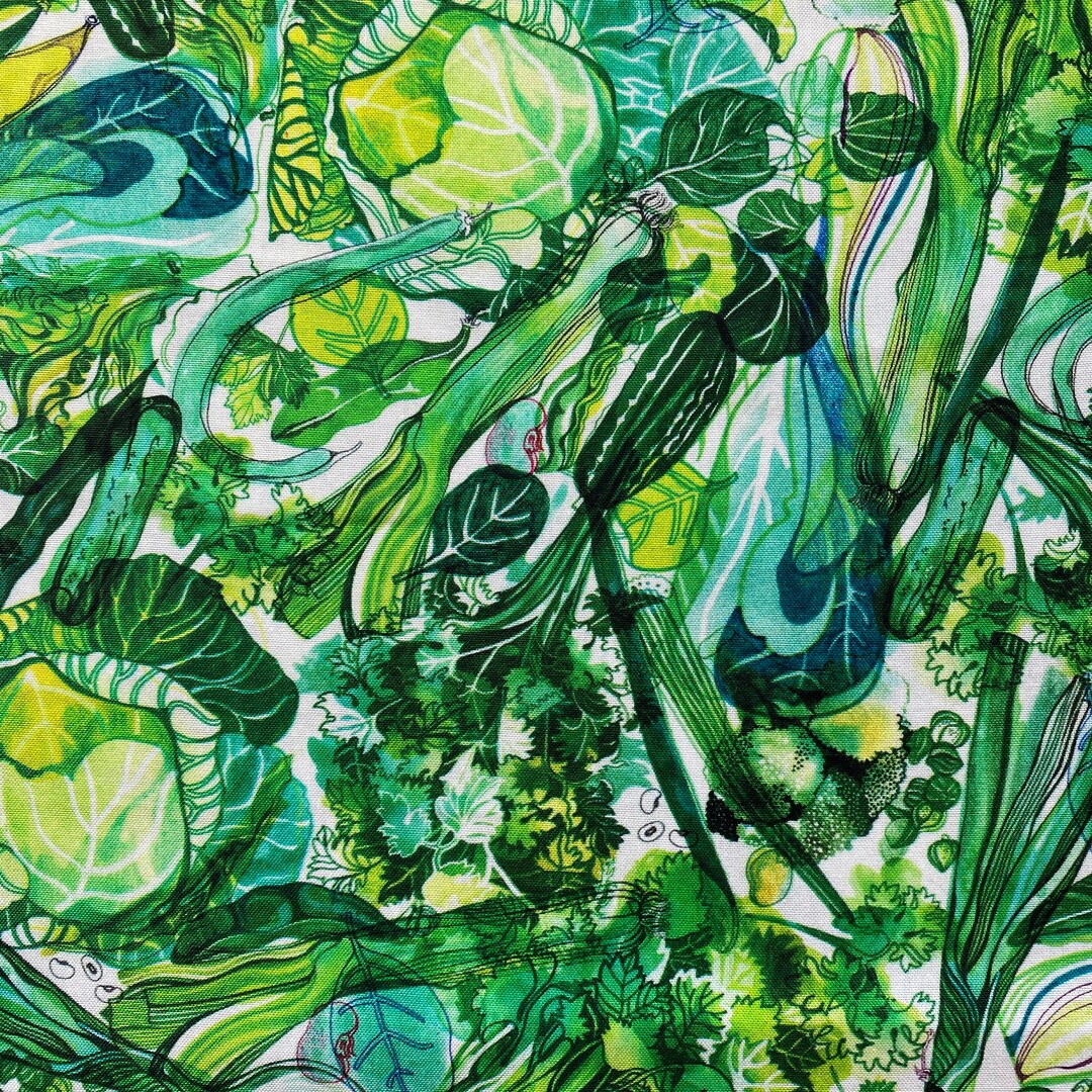 Green VEGETABLE Fabric - CHEF'S Table Veggie - Robert Kaufman Fabrics ...