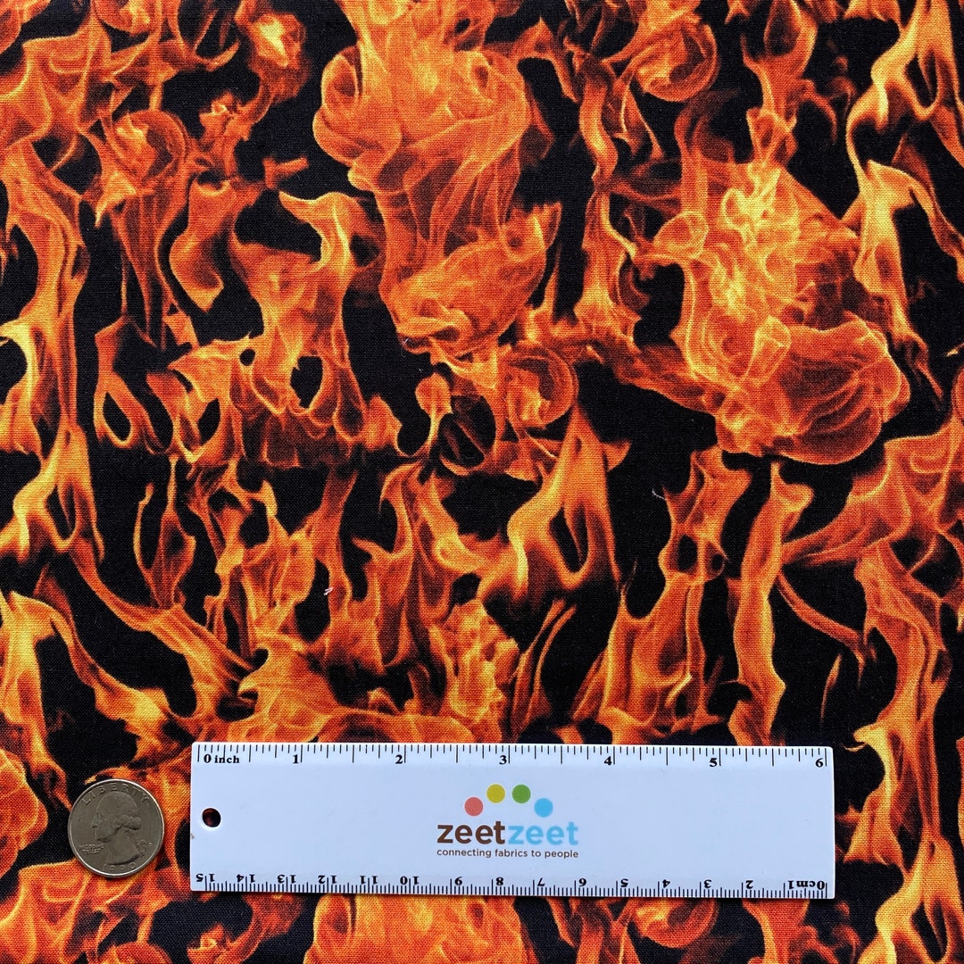 FLAMES FIRE Burning Fabric - Timeless Treasures - 100% Cotton Fabric by ...