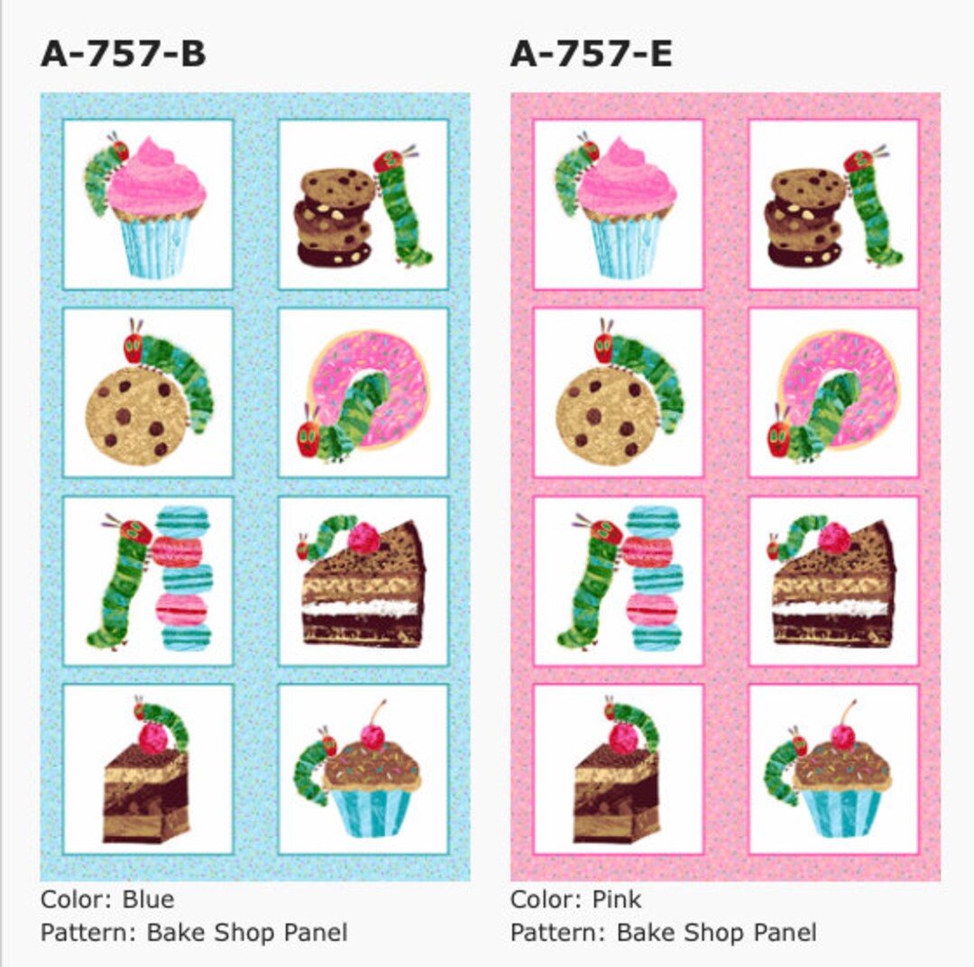 The Very Hungry Caterpillar BAKE SHOP Fabric 100% Cotton Quilt Fabric ...