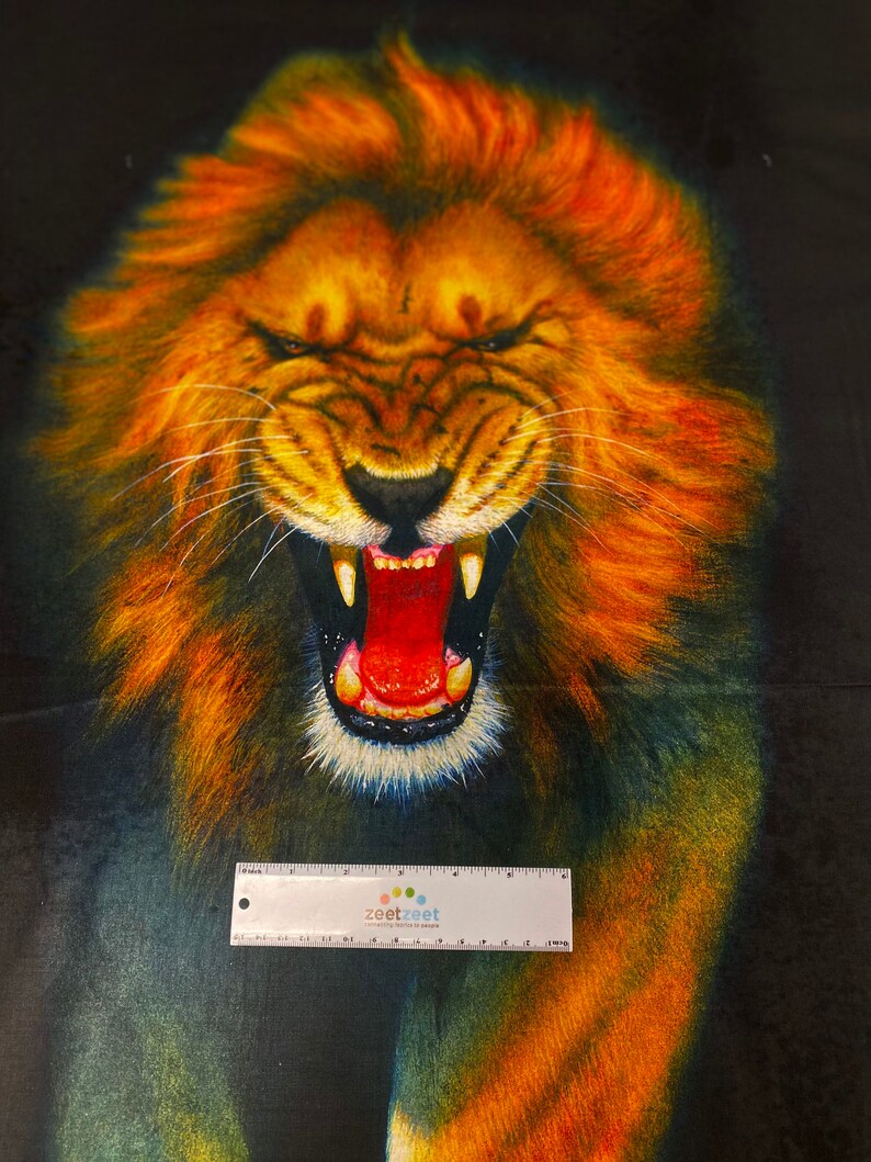 WILD LION 23.5 Fabric Panel Robert Kaufman Fabrics Animal - Etsy
