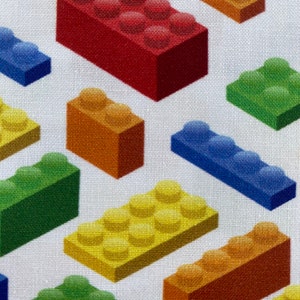 BUILDING BLOCKS WHITE Primary Colors Cotton Fabric by the Yard or ...